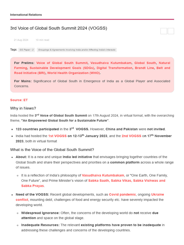 3rd Voice of Global South Summit 2024 (VOGSS) | PDF | Sustainability ...