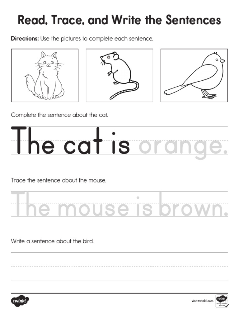 BW Read, Trace, and Write The Sentences Worksheets For K-1st Grade | PDF