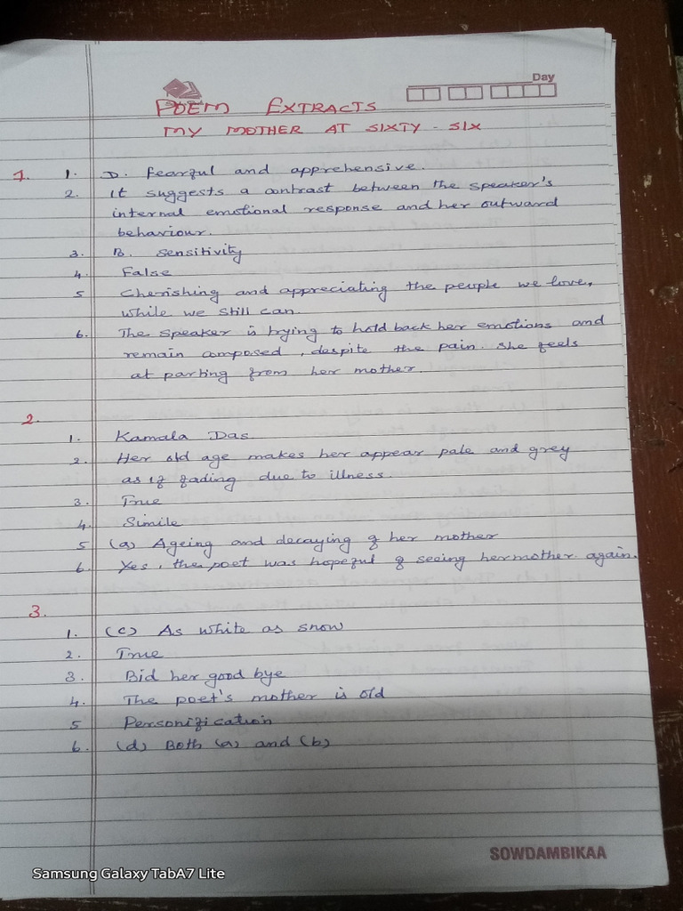 English Poem Extracts Answers | PDF