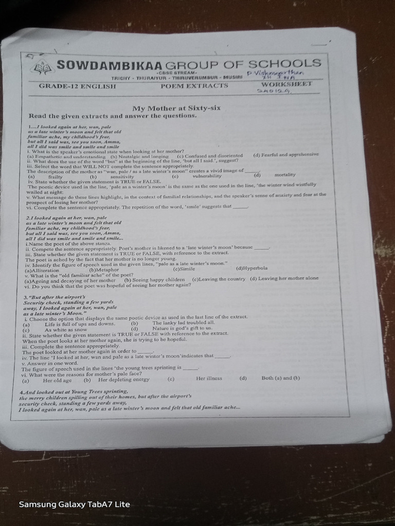 English Poem Extracts | PDF