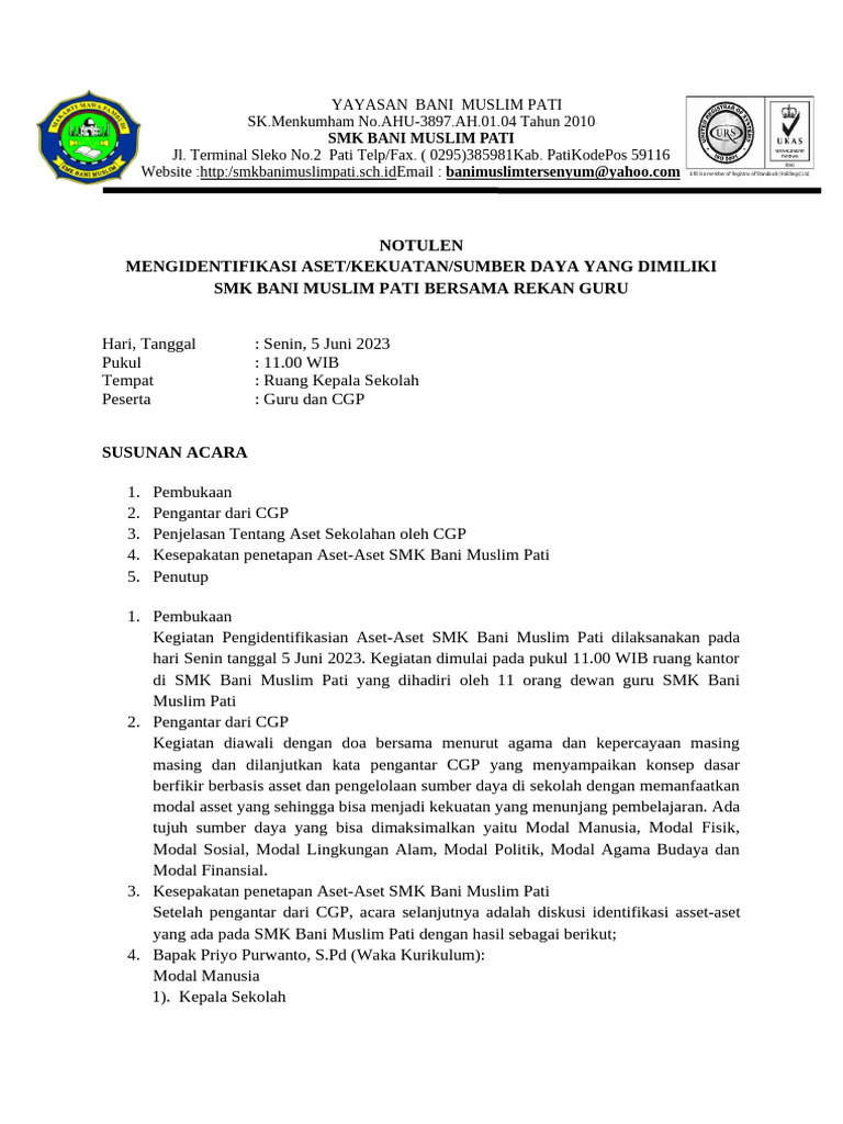 Contoh Notulen Rapat Modul 3.2 Kepsek | PDF