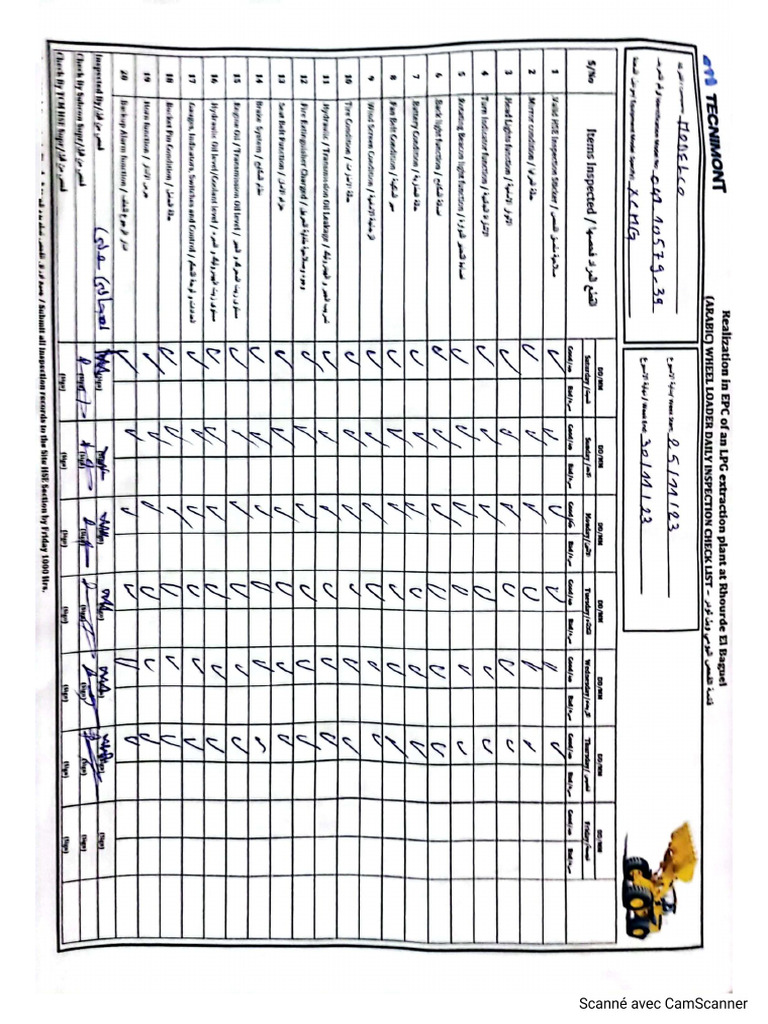 Checklist Wheel-Loader 30 - 12 - 23 | PDF