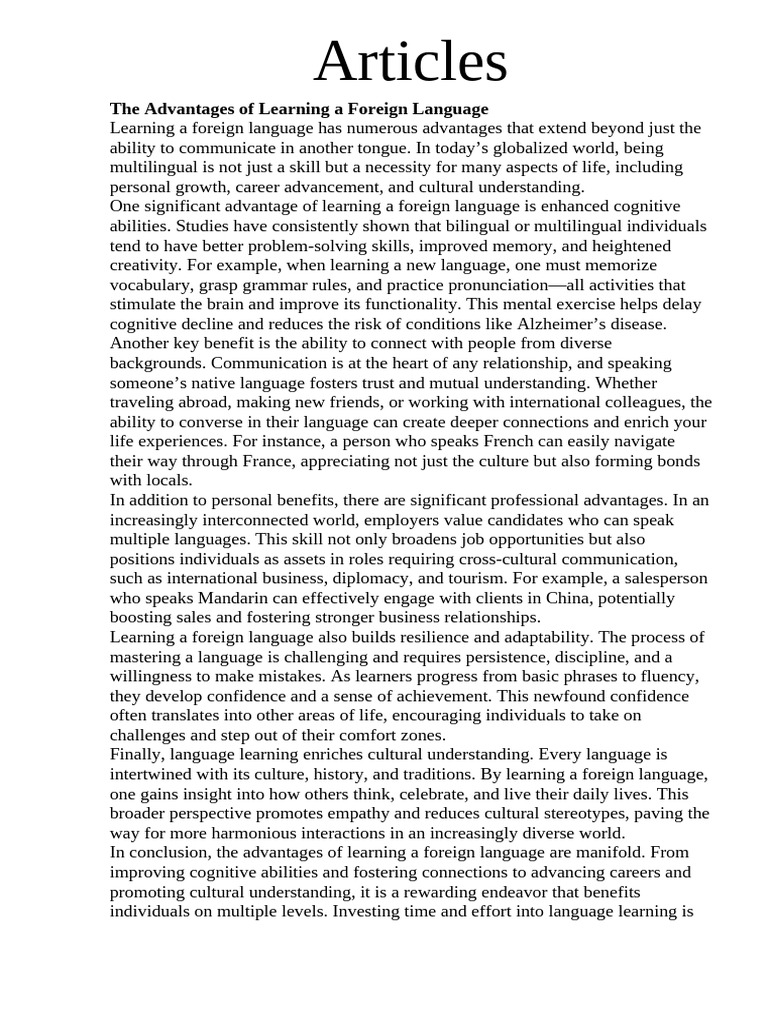 Articles 1 Dars | PDF | Multilingualism | Foreign Language