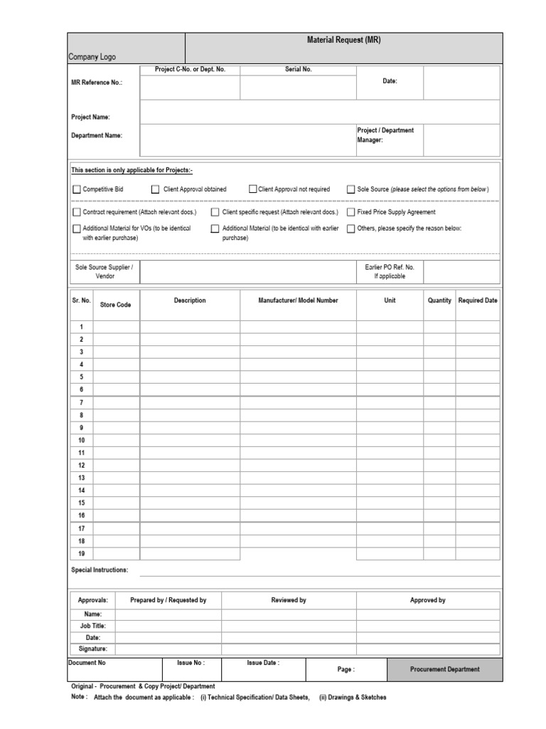 Material Request. | PDF