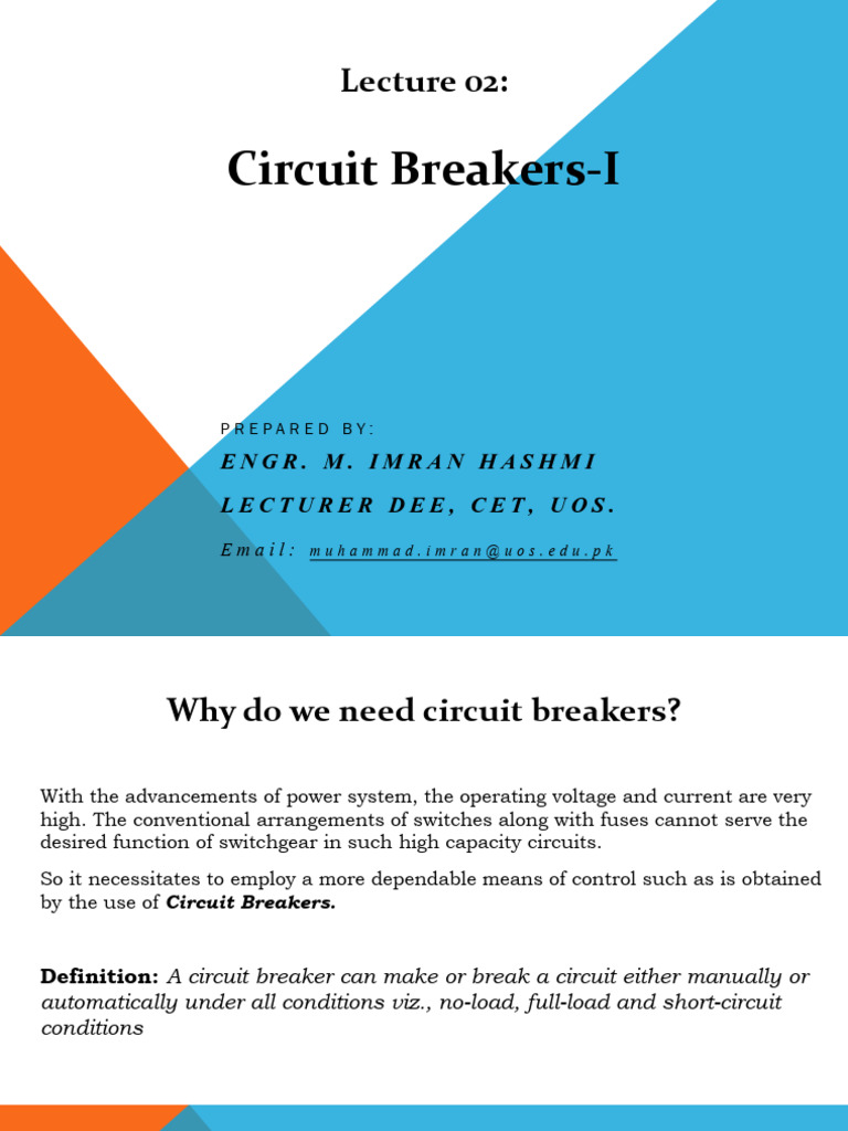 Lecture 2 Circuit Breakers I | PDF | Electric Arc | Electrical Resistance And Conductance
