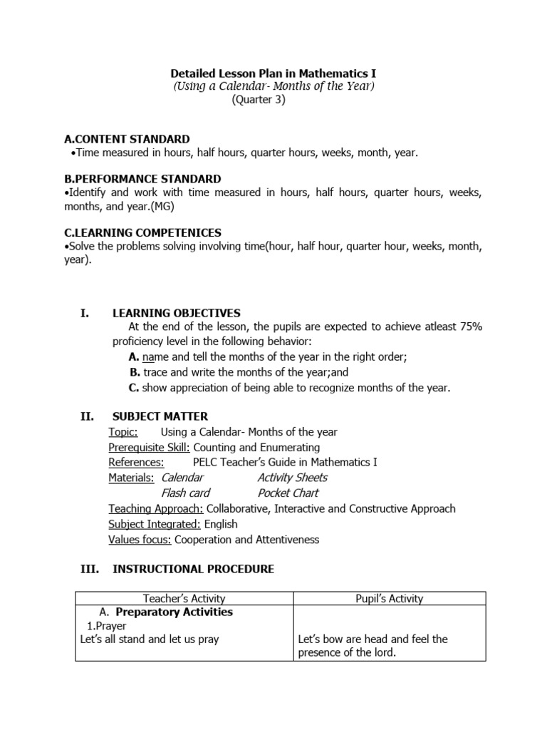 DETAILED_LESSON_PLAN_IN_MATHEMATICS_1_do | PDF | Learning | Lesson Plan
