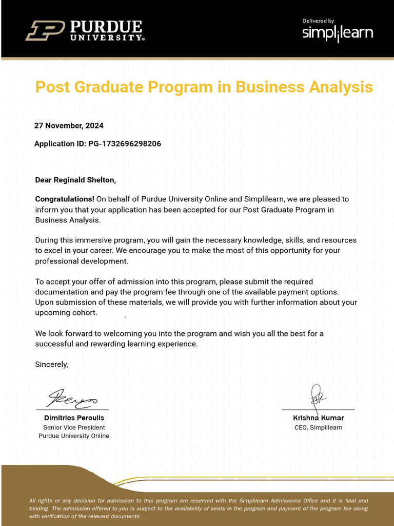 LOA - Purdue University - PGP - BA - PG-1732696298206 | PDF