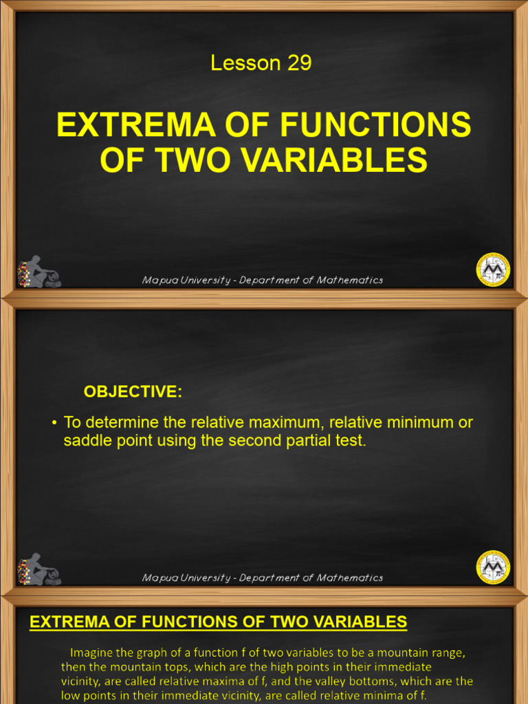 Lesson 29 Extrema Of Functions Of Two Variables Pdf Numerical Analysis Mathematical Logic