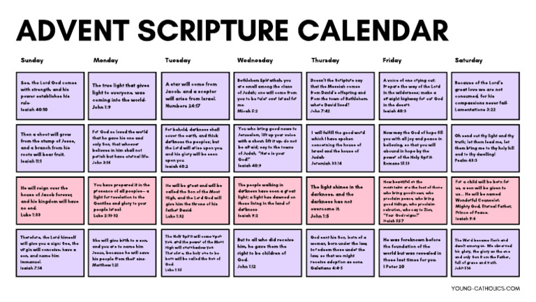 Advent Scripture Calendar Guide | PDF | Book Of Isaiah | Bible Content