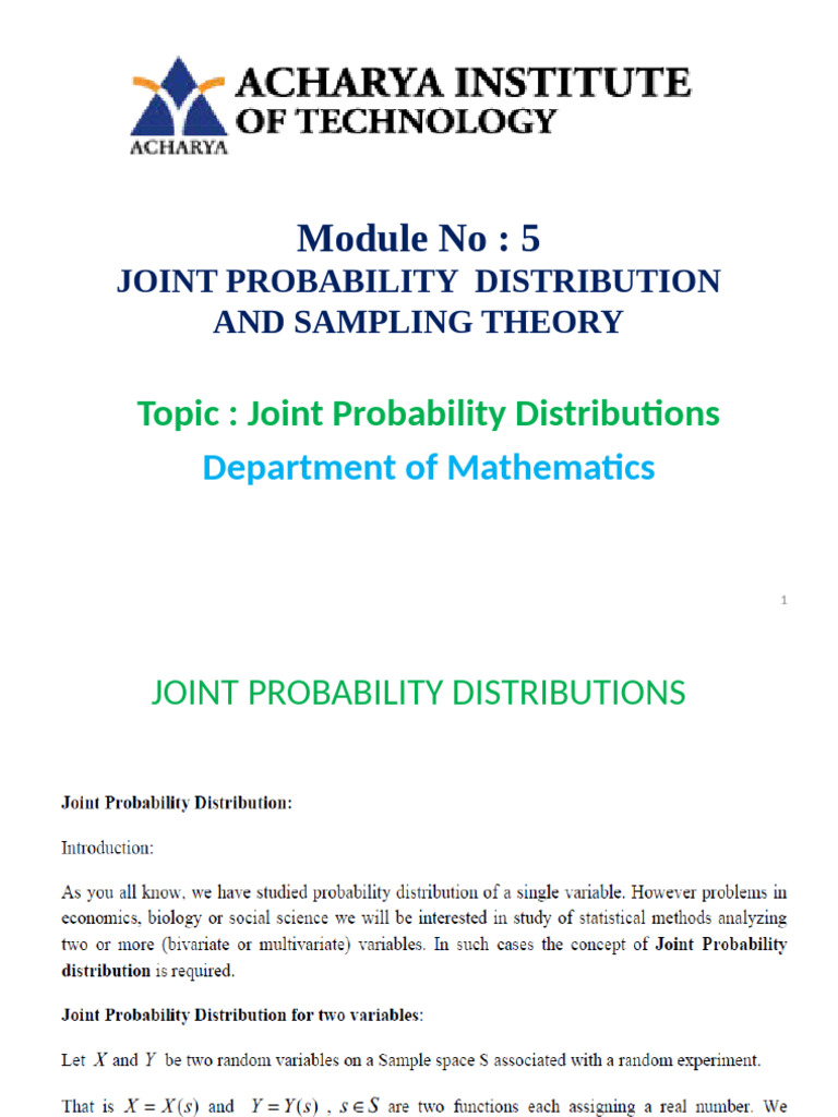 Module 5 - Joint Probability Distributiion - PPT.-168606992547112 | PDF