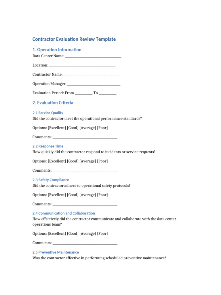 Contractor Evaluation Review | PDF
