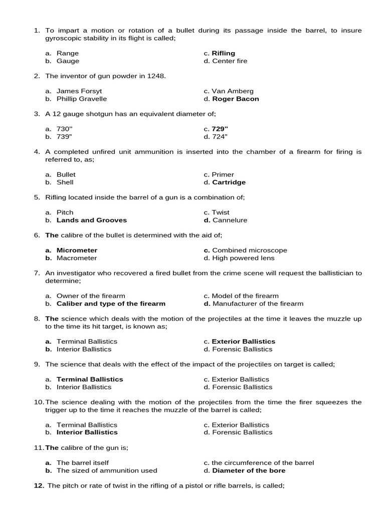 Q and A Forensic Ballistic | PDF | Gun Barrel | Cartridge (Firearms)