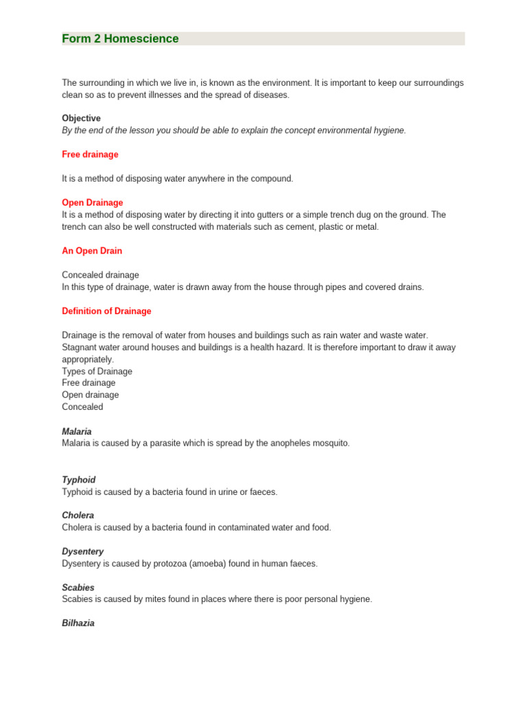 Home Science Form 2 Notes | PDF | Seam (Sewing) | Malnutrition