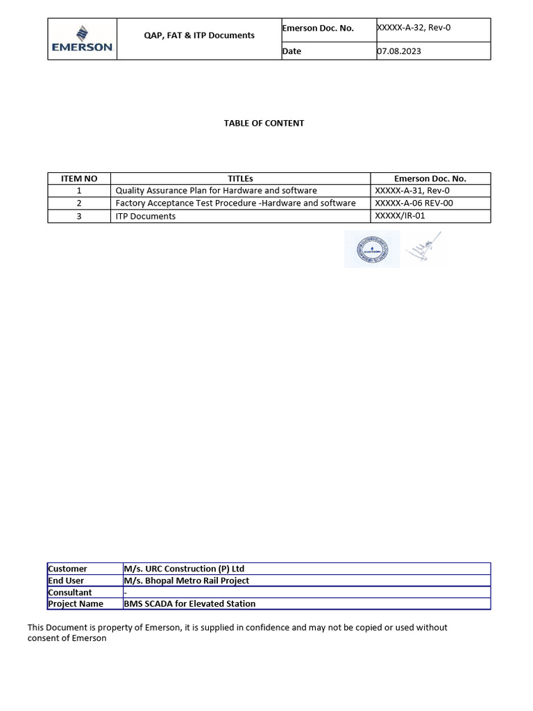 QAP, FAT & ITP Documents | PDF | Verification And Validation ...