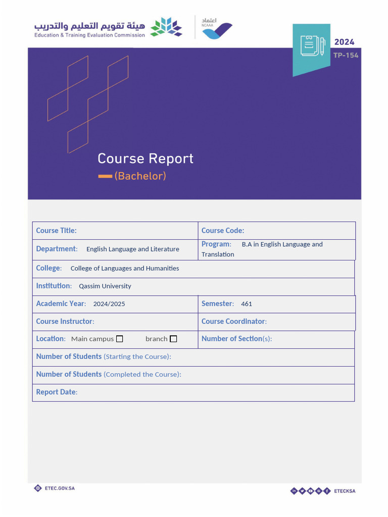 Course Assessment Report: English Program | PDF | Learning | Cognition
