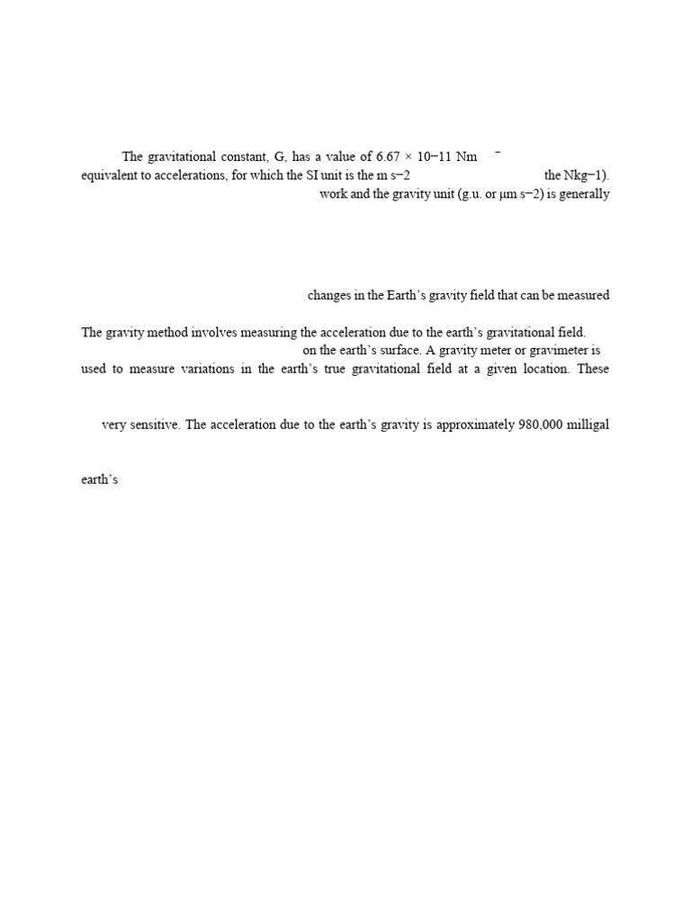 Gravity Method in Geophysical Exploration | PDF | Physical Quantities | Metrology