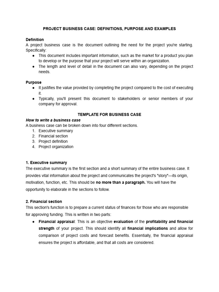 Project Business Case Guide and Template | PDF | Risk | Profit (Economics)