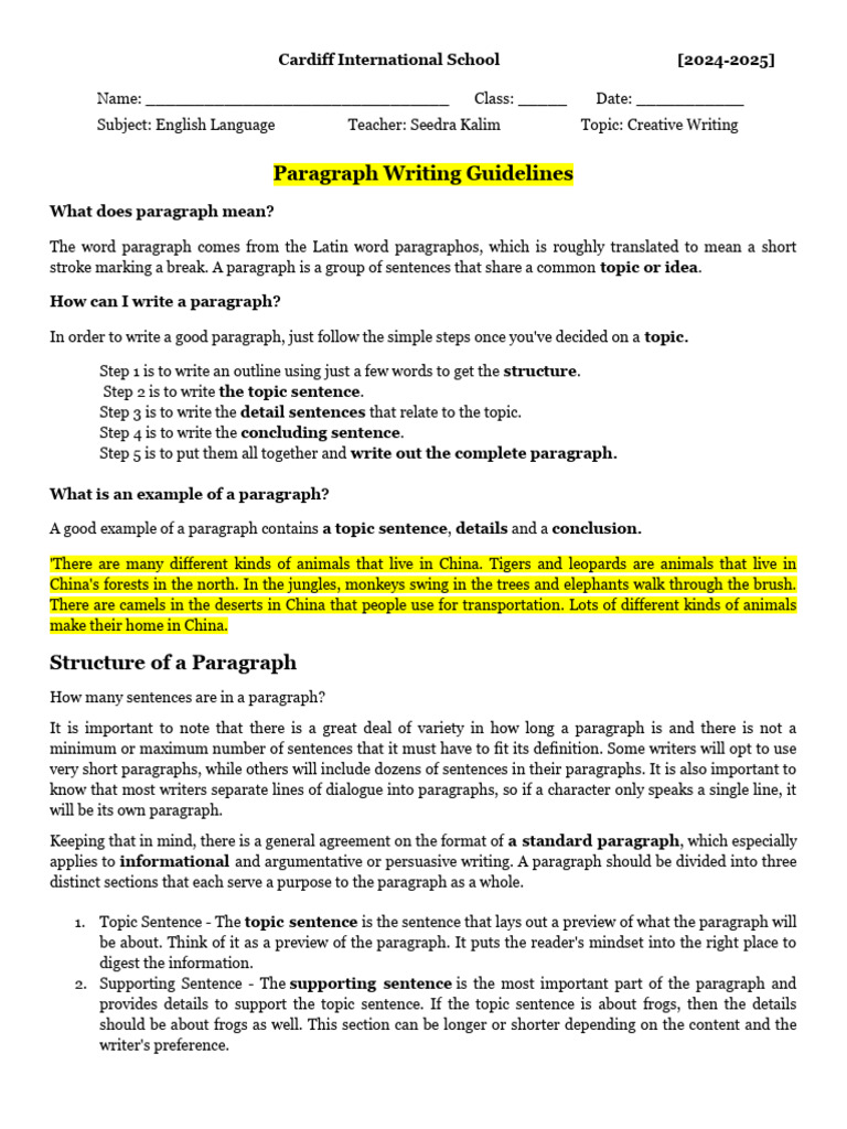 Paragrah Writing Guidelines | PDF | Human Communication
