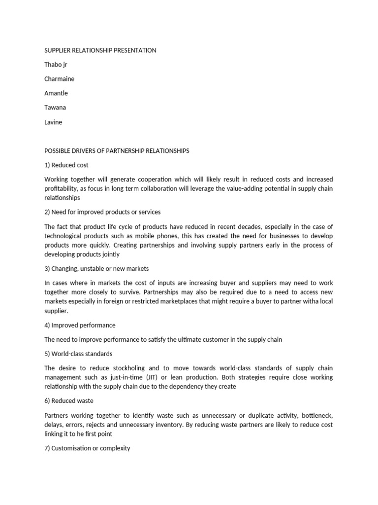 Partnership Relationship Presentation | PDF | Procurement | Competitive ...