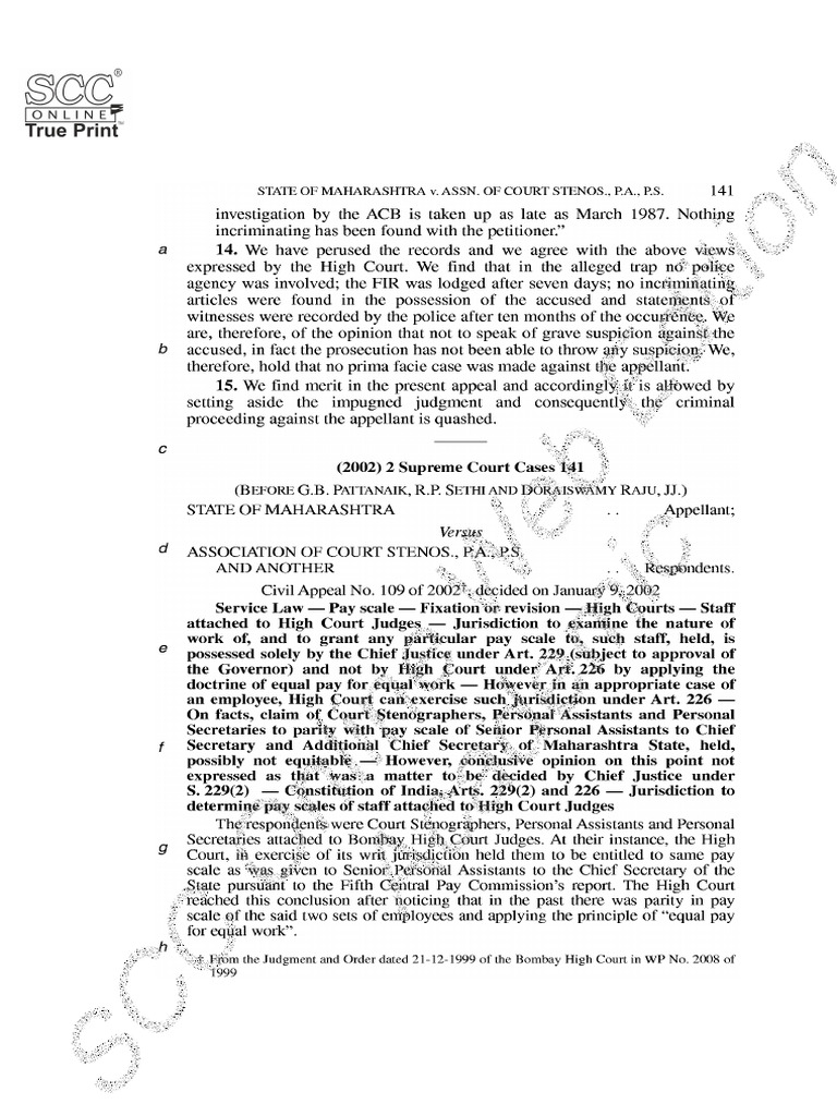 State of Maharashtra vs. Association of Stenographers | PDF | United ...