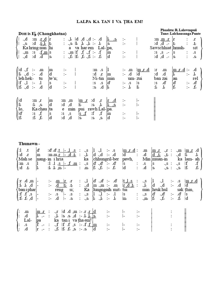 Lalpa Ka Tan I Va Lyrics | PDF