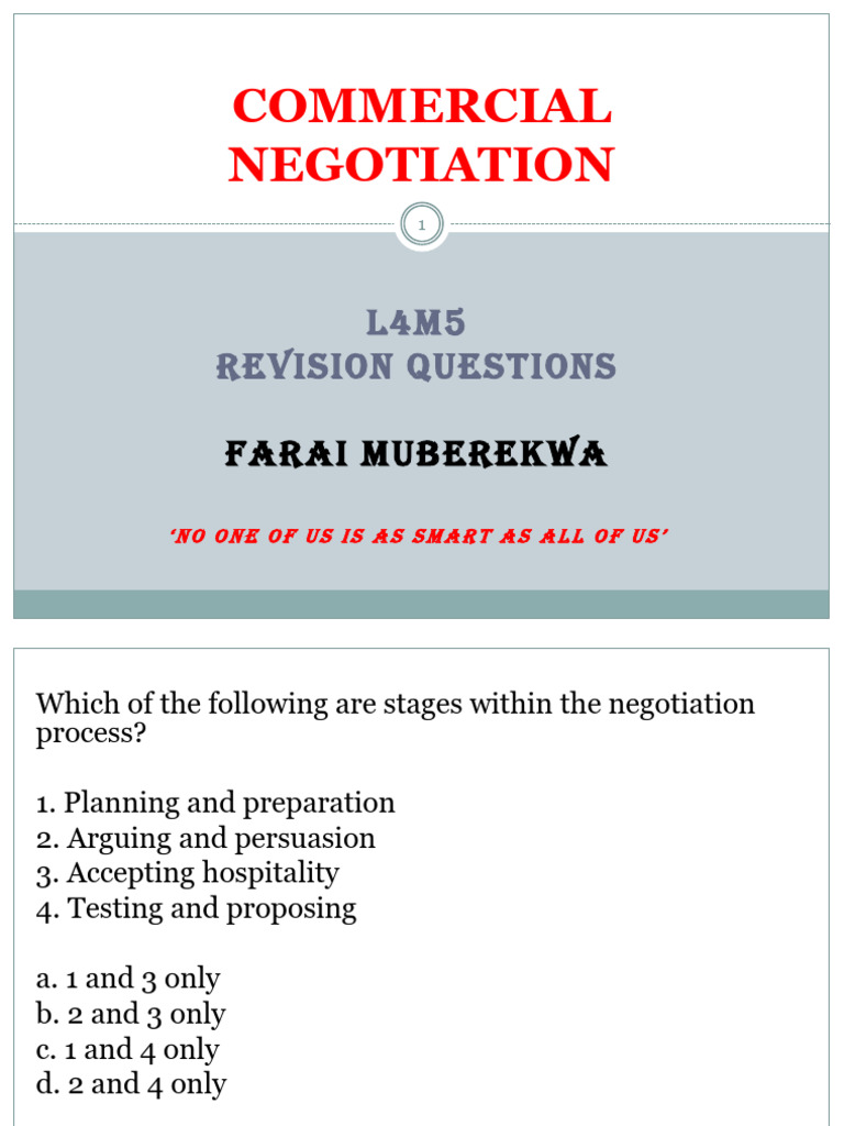 L4M5 Negotiation Strategies and Insights | PDF | Procurement | Negotiation