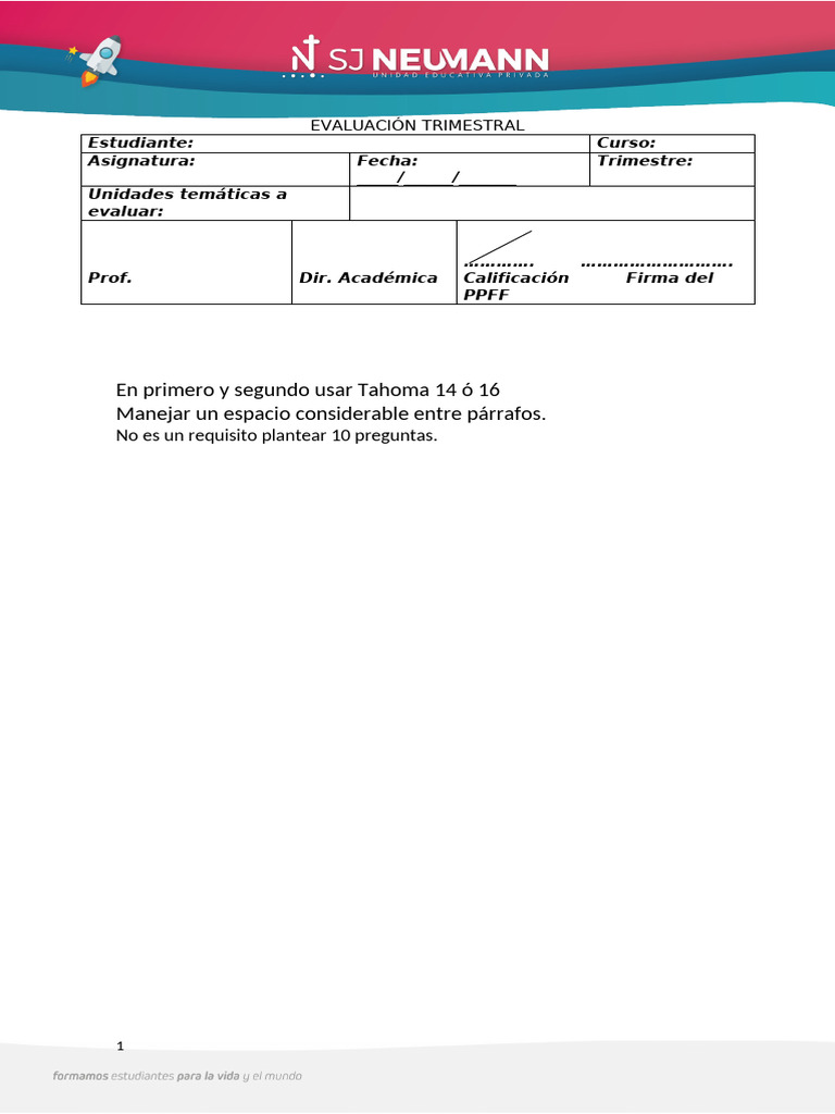 Formato Evaluacion Trimestral WORD | PDF
