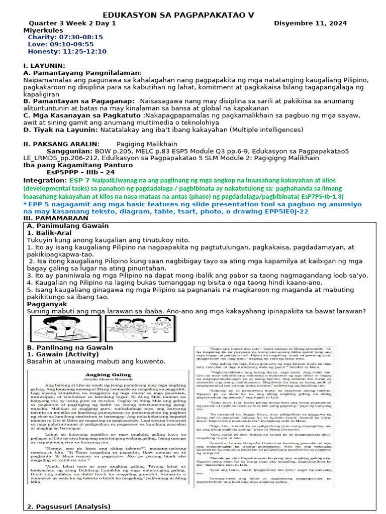 DLP Esp-5 Q3-W2 | PDF