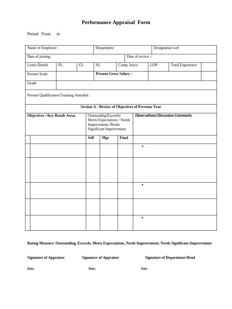 Employee Performance Appraisal Form | PDF | Performance Appraisal | Behavioural Sciences