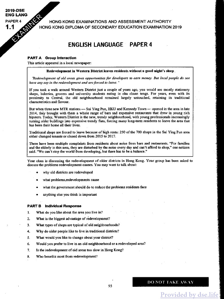 2019 Dse Eng Lang 4 | PDF