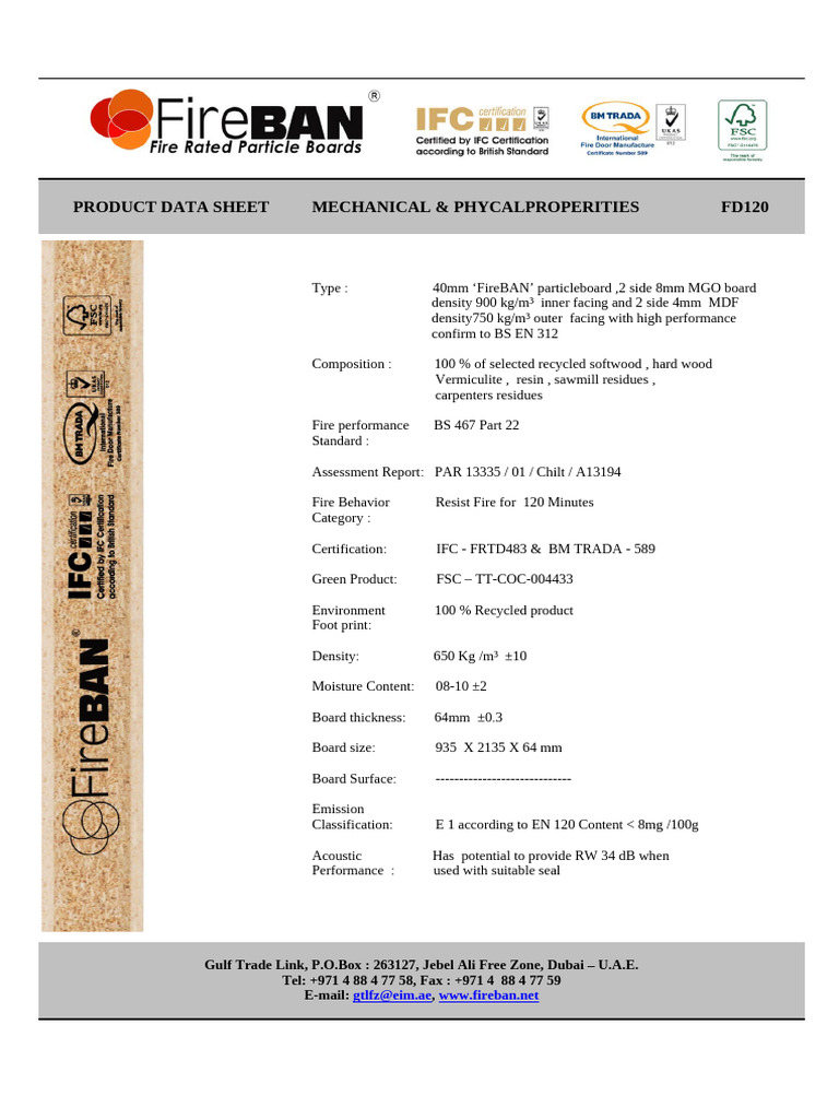 Product Data Sheet FD 120 | PDF