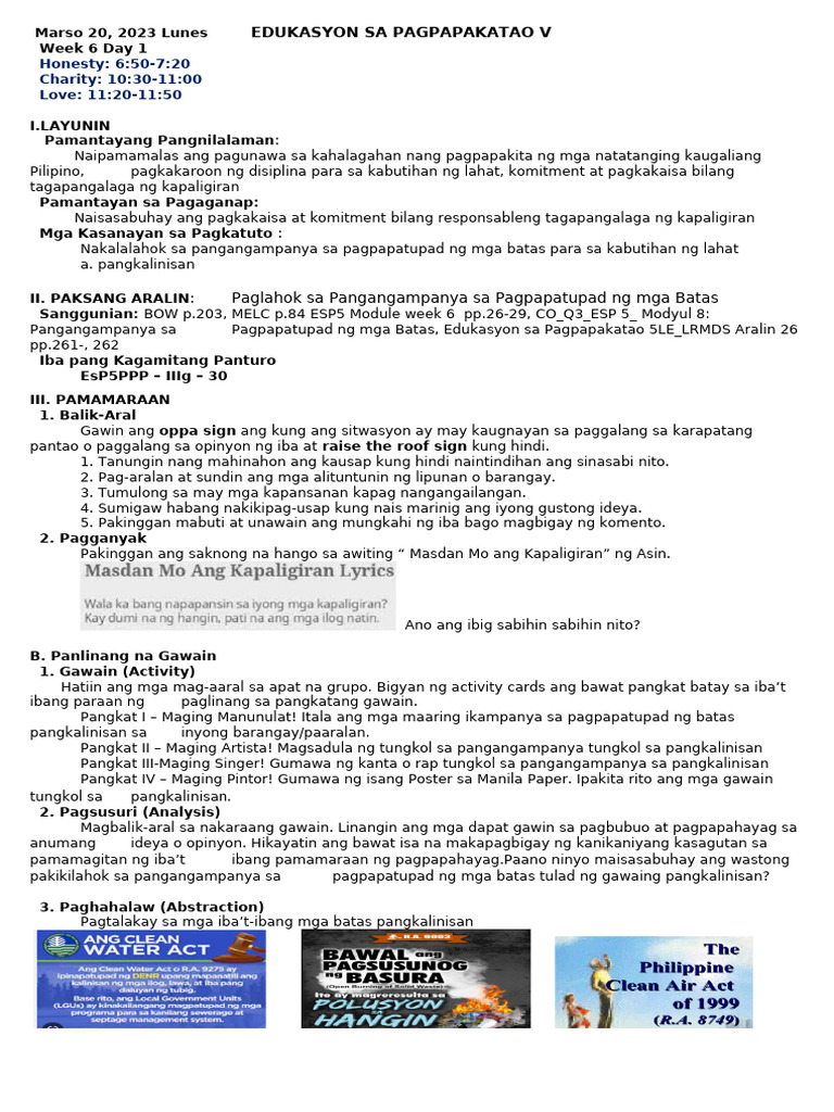 DLP Esp-5 Q3-W6 | PDF