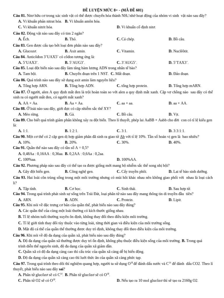 ĐỀ 601 + 602 | PDF