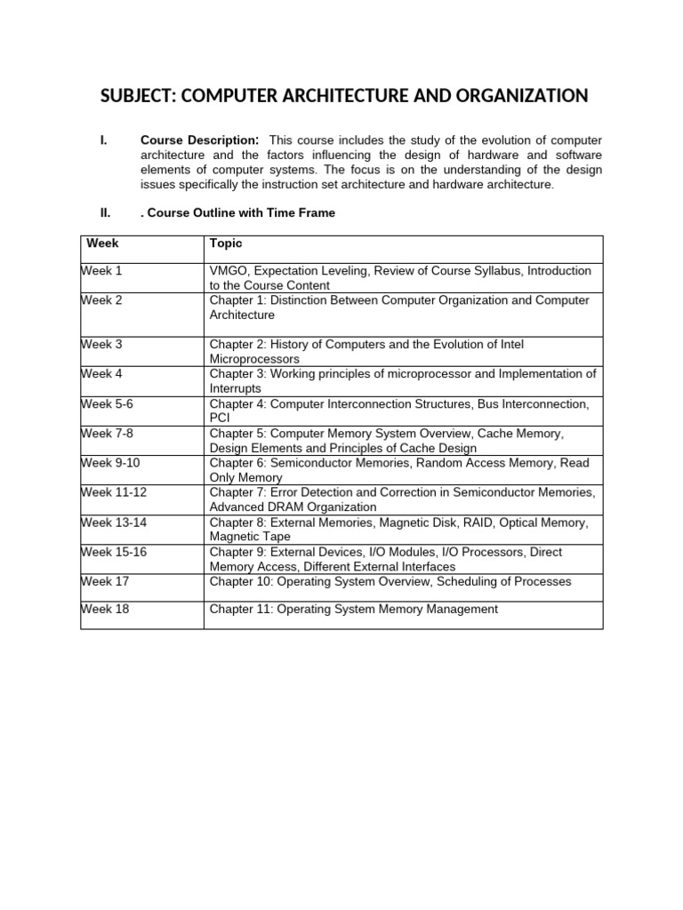 Computer Architecture Course Overview | PDF