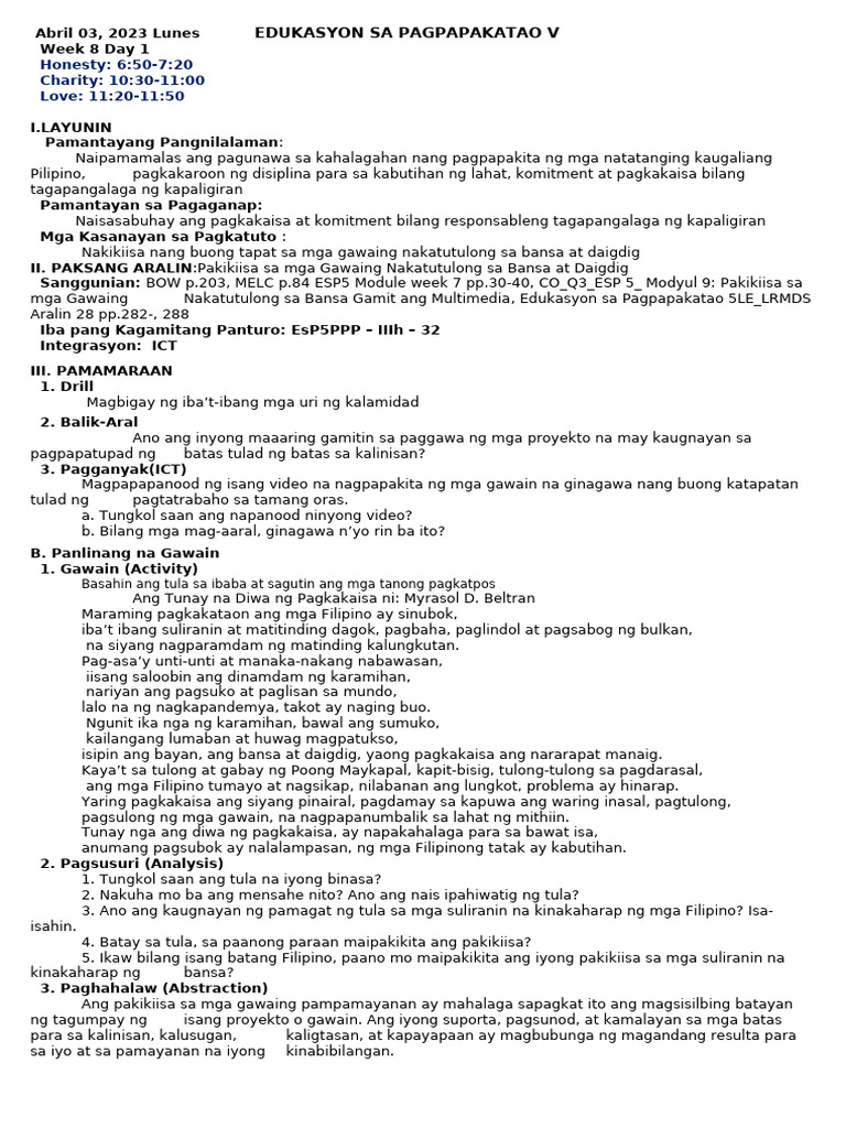DLP Esp-5 Q3-W8 | PDF