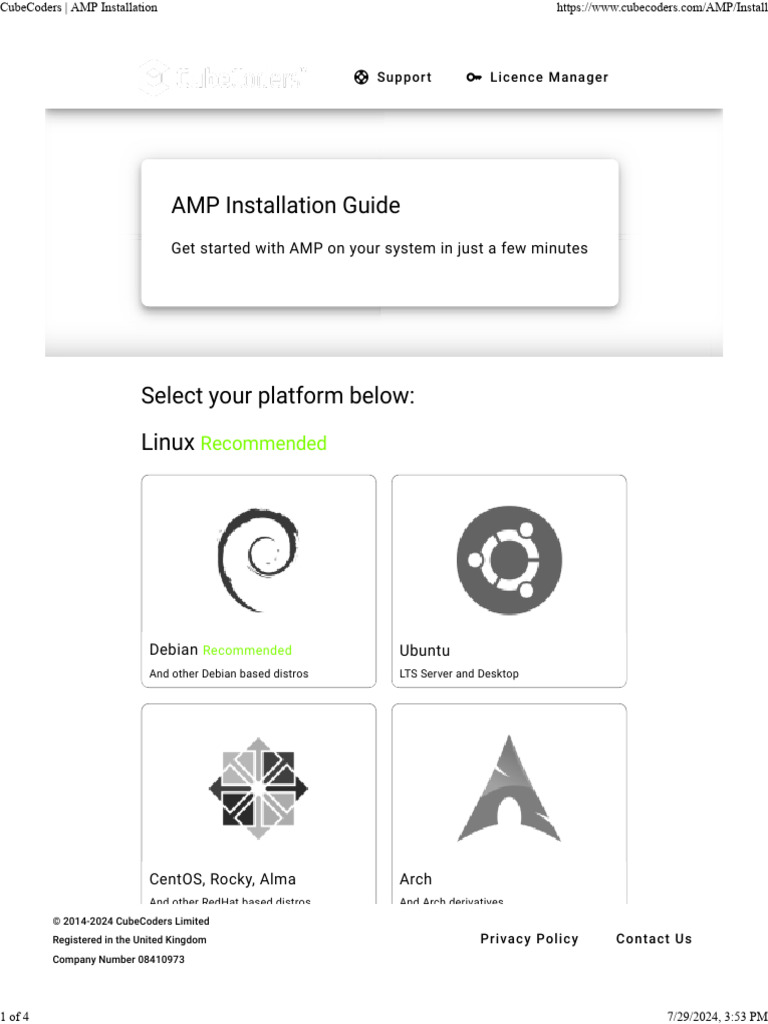 CubeCoders - AMP Installation | PDF | Linux Distribution | Operating System Families