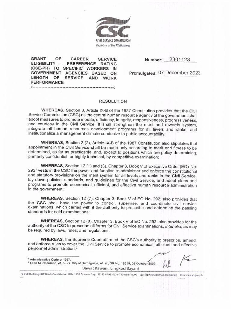 Csc Resolution 2301123 Cse Pr Jocosc6 1 | PDF