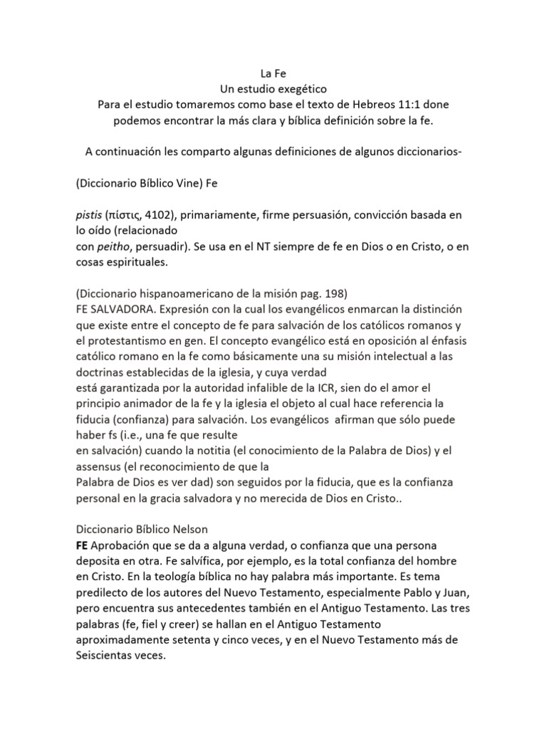 Definición Bíblica de la Fe | PDF | Fe | Salvación