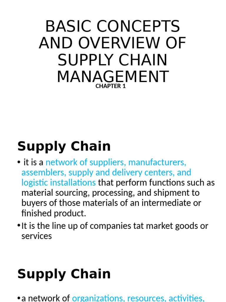 Chapter 1 - Supply Chain | PDF | Supply Chain | Supply Chain Management