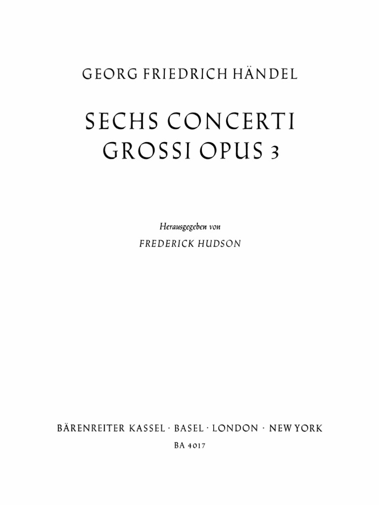 Complete Score - 6 Concerti Grossi, Op.3 (Handel) | PDF