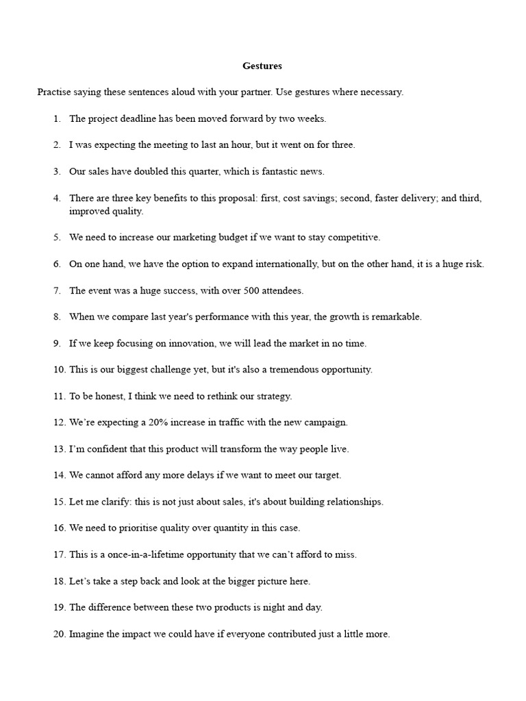 Gestures Practice | PDF