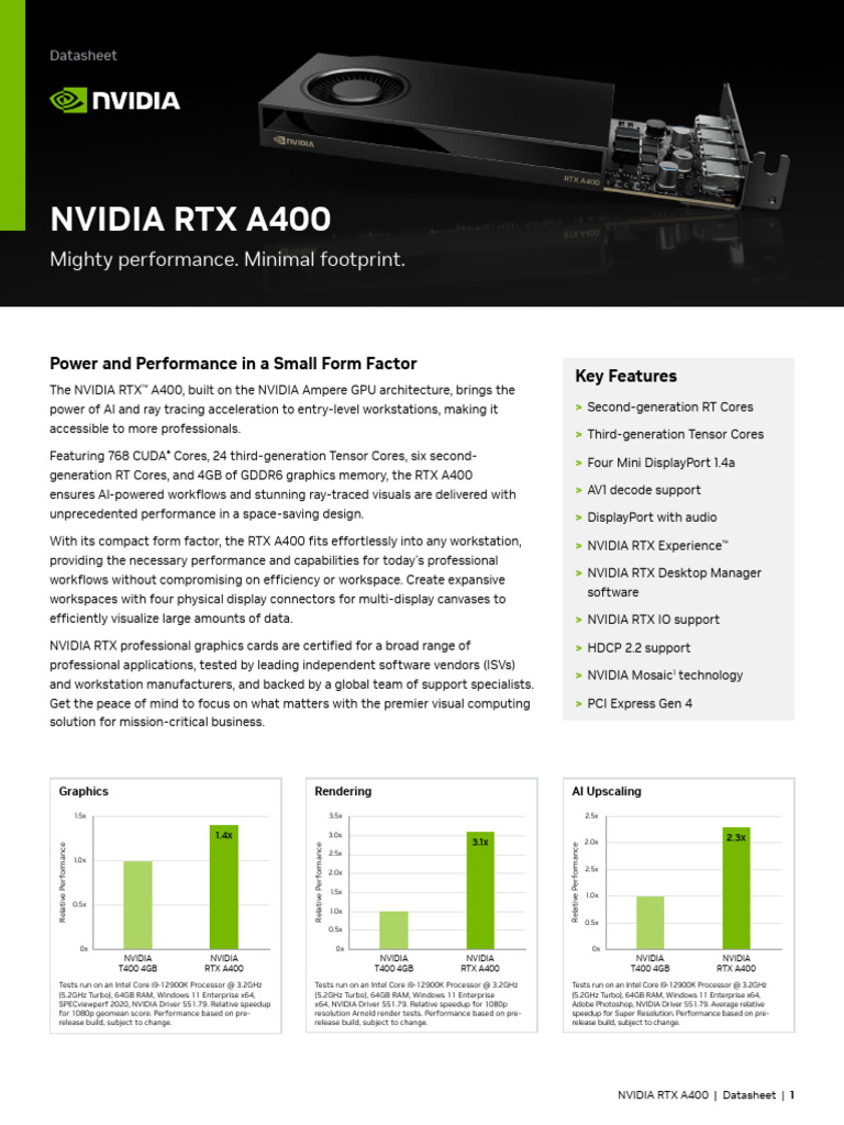 Nvidia Rtx A400 Datasheet Pdf Graphics Processing Unit Computer