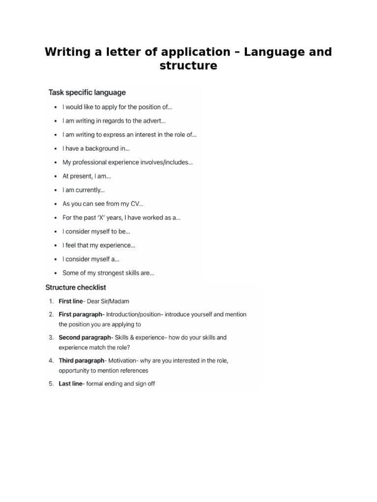 Writing A Letter of Application | PDF