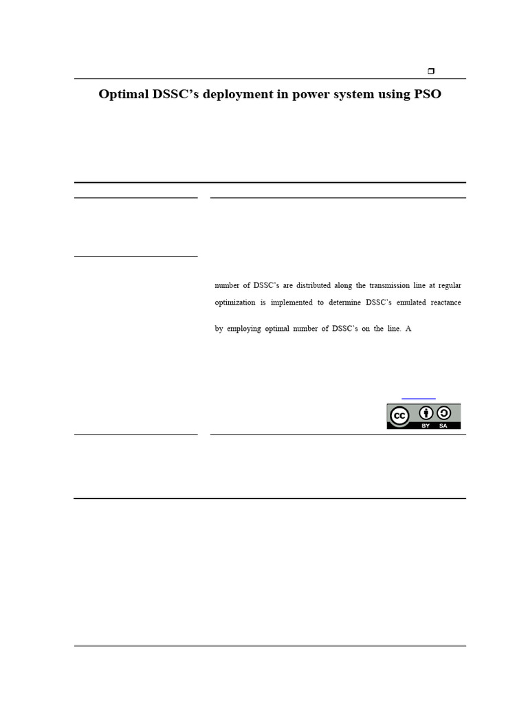 Optimal DSSC's Deployment in Power System Using PSO | PDF | Mathematical Optimization ...
