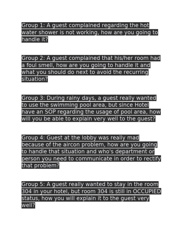 Hotel Guest Issue Resolution Guide | PDF