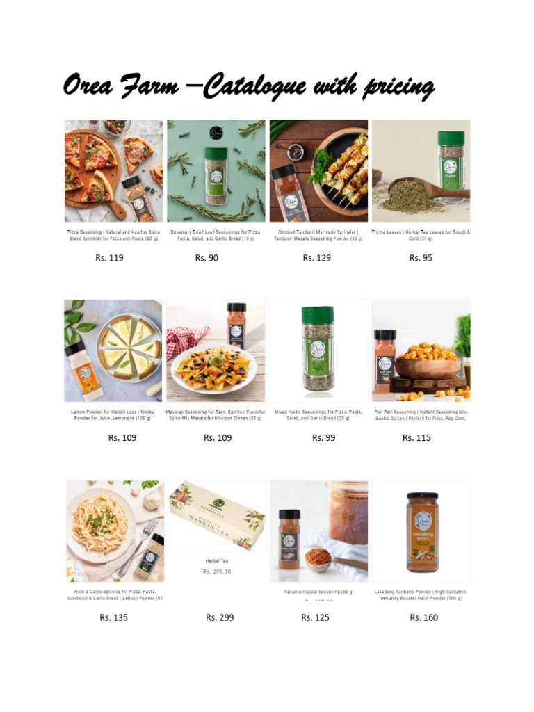 Orea Farm_pricing catalogue | PDF