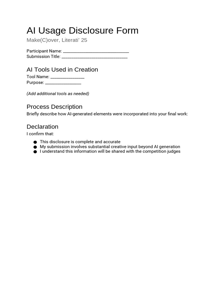 67754c204cba5 AI Usage Disclosure Form | PDF
