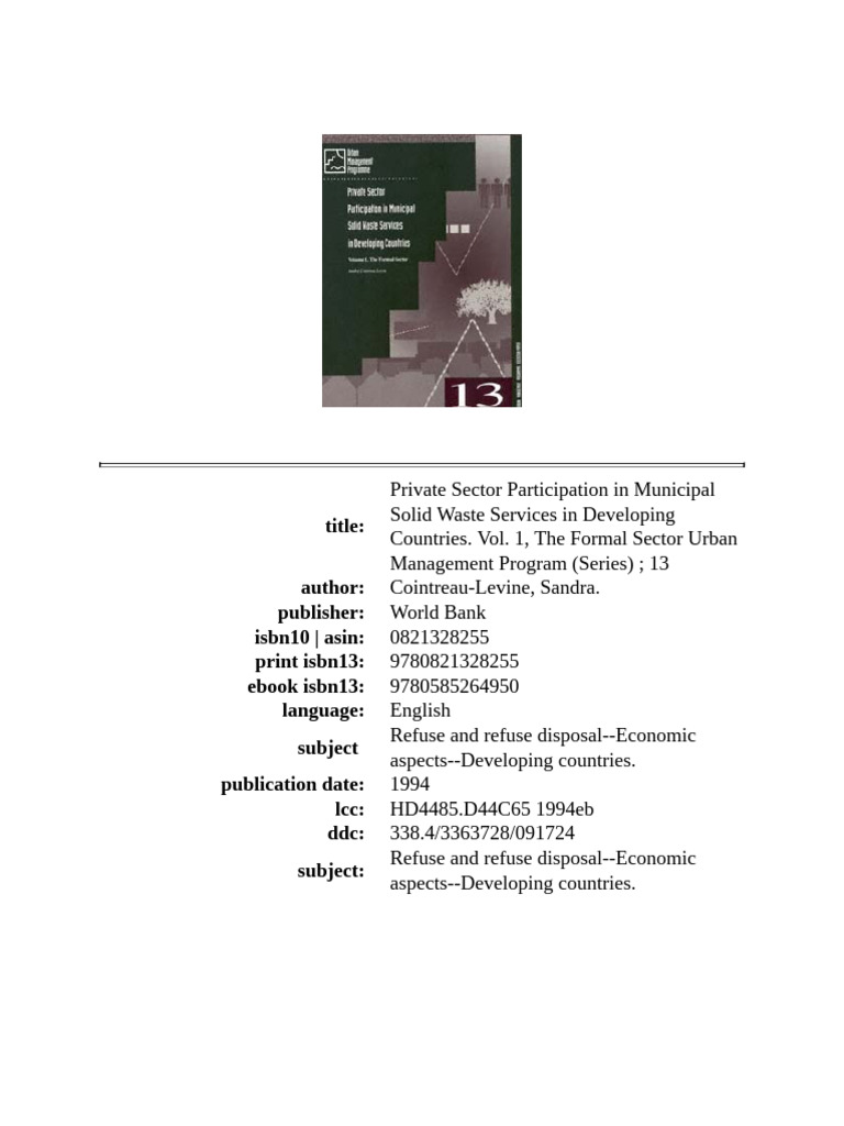 Sandra Cointreau-Levine Private Sector Participa | PDF | Employment ...