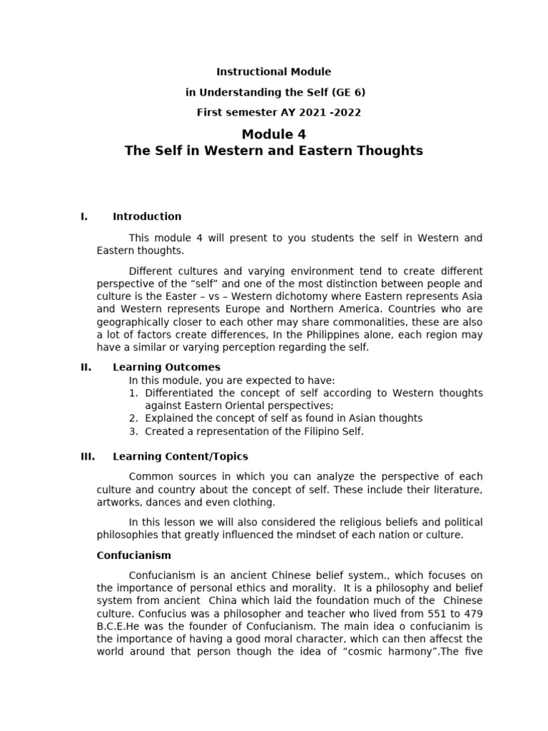 Module 4 The Self in The Western and Eastern Thought | PDF | Tao ...