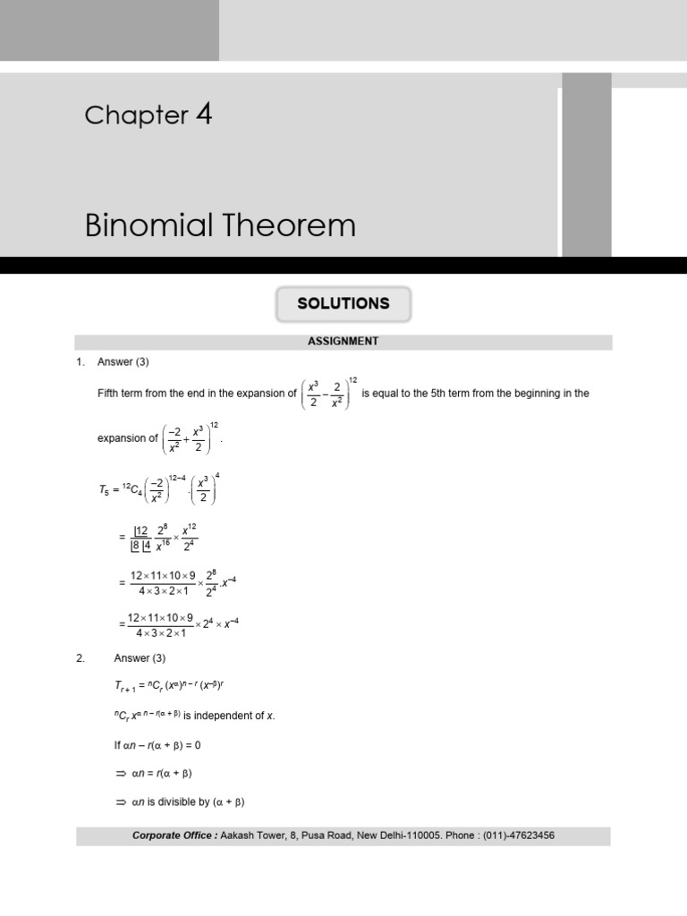 04. Bionomial Theorem_Sol | PDF | Algebra | Abstract Algebra